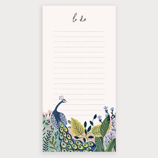 Peacock with Foliage Notepad | Lewes Lettering Co.