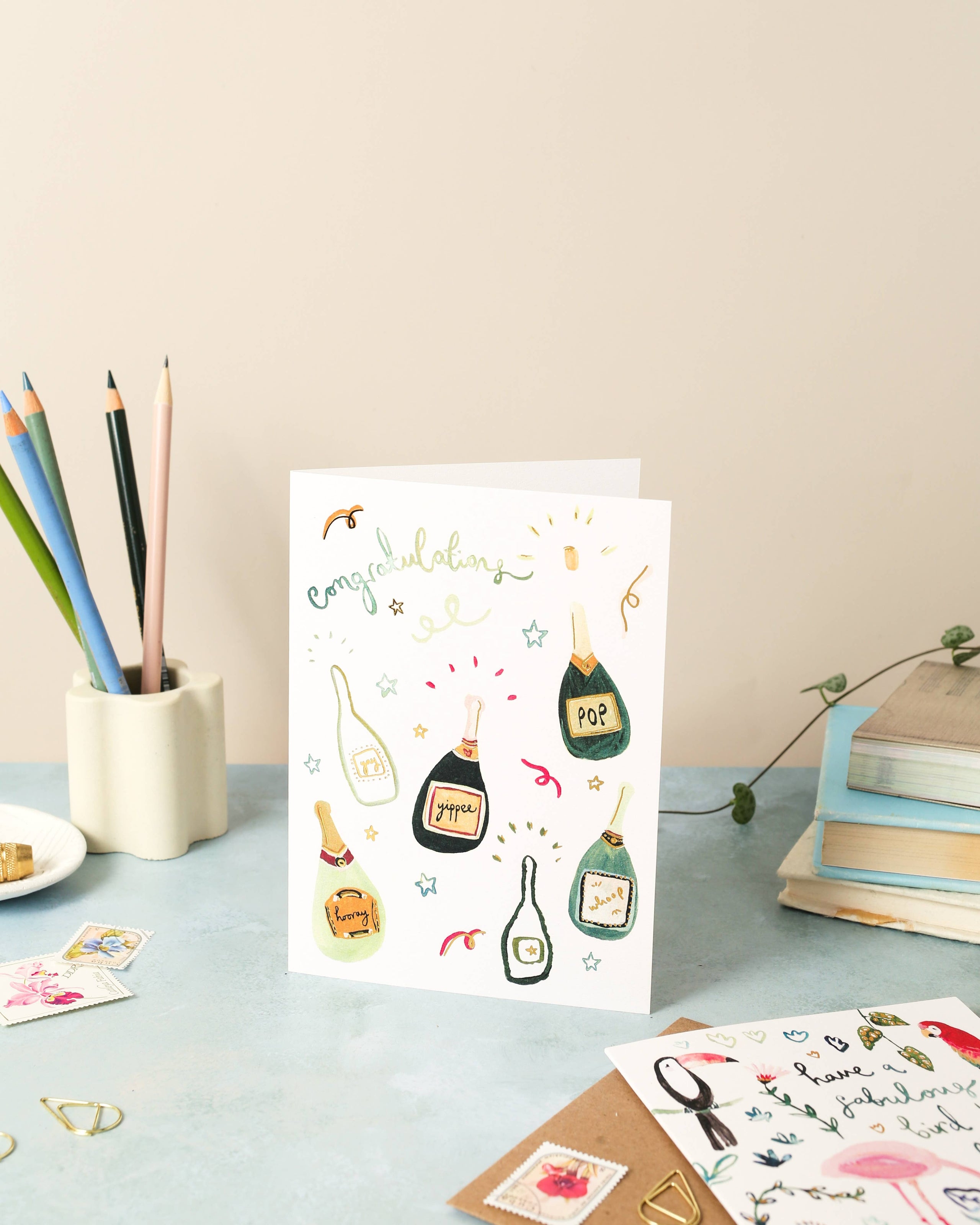 Congratulations Bottles Foiled Card | Lewes Lettering Co.